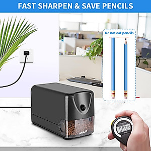 AFMAT Heavy Duty Electric Pencil Sharpener, Auto Stop Classroom Pencil Sharpeners for 6-11mm No.2/Colored Pencils, Pencil Sharpener for Large Pencils, Sharp Point, Save Pencils, Teachers Must Haves