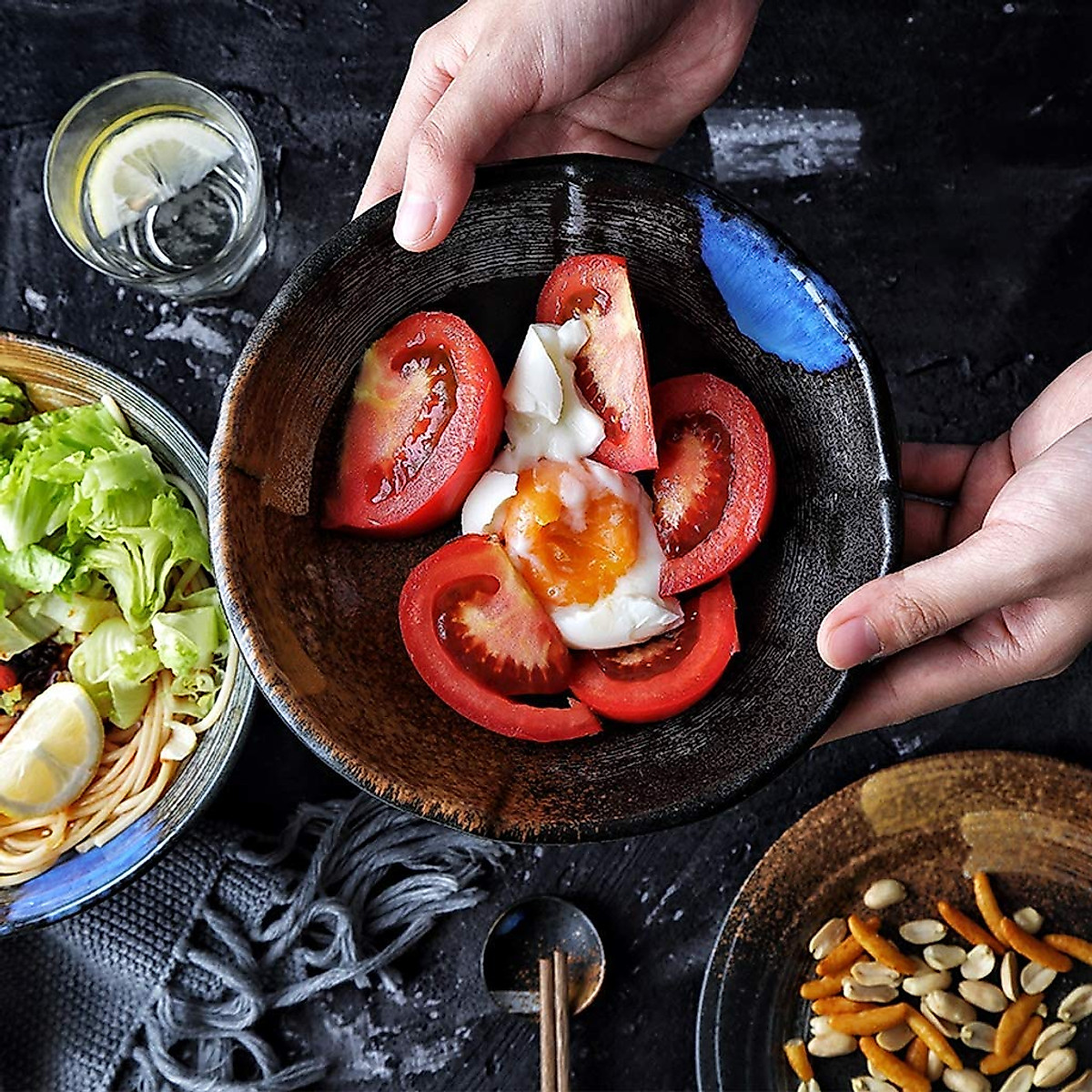 GagalU Fine Dinnerware Sets,Dinner Plate Ceramics Dinnerware Set, Japanese Style 32 Pieces Plates and Bowls Sets/Matte Porcelain Dinner Set with Sushi Plate Suitable for housewarmingurant & MICR