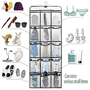 Zimso 30 Pockets Dual Sided Hanging Shoe Rack Hanging Shoe Shelves, Baby Shoe Hanger Organizer for Closet 43.9 x 43.9 in (White)