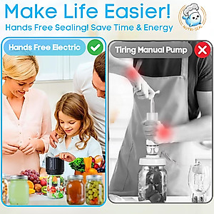 Nutri-Seal™ Electric Mason Jar Vacuum Sealer Kit - Fits Wide & Regular Mason Jars - Jar Vacuum Sealer For Mason Jars - Easy to Use - Automatic Electric Mason Jar Sealer - Vacuum Sealer For Jars w/Lids