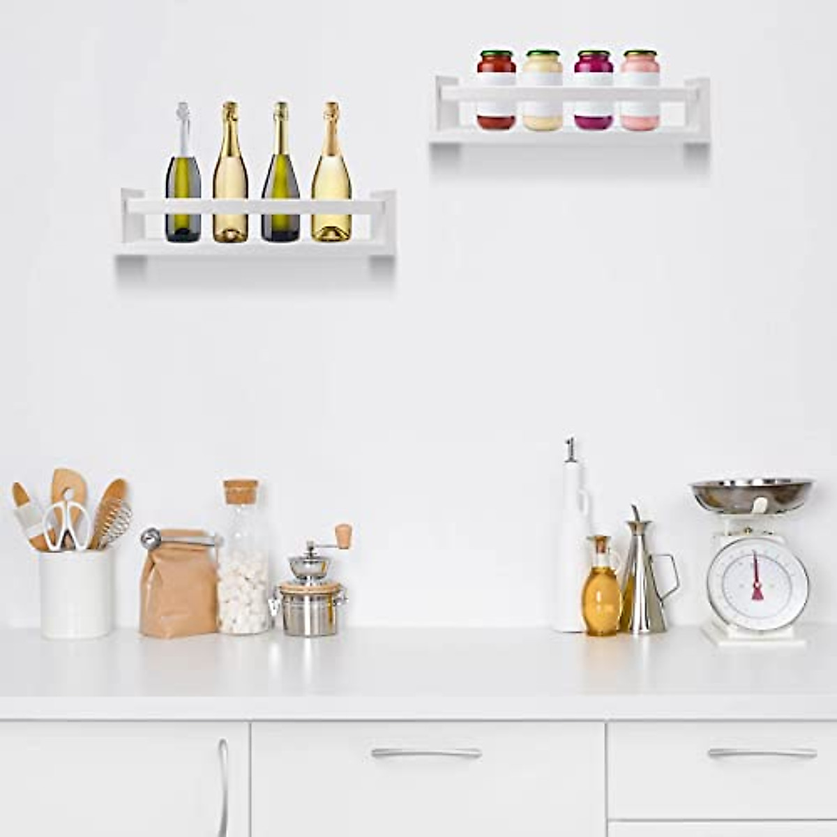 ZLchair BOMID Nursery Shelves,Wall Bookshelves for Kids,Wood Floating Book Shelves Set of 2,Nursery Book Shelves for Wall?White?