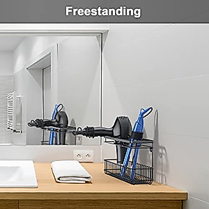 Hair Dryer Holder, Hair Tool Organizer, Bathroom Cabinet Door / Wall Mount Blow Dryer & Styling Tools Organizer Storage Basket for Flat Iron,Curling Wand,Hair Straightener Brushes,Under Sink Organizer