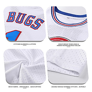 Mens Basketball Jersey Lola#10 Bugs#1 : Space Movie Jerseys 90s for Halloween Sports Hip Hop Party Clothing Set (as1, Alpha, x_l, Regular, Regular, #1 White)