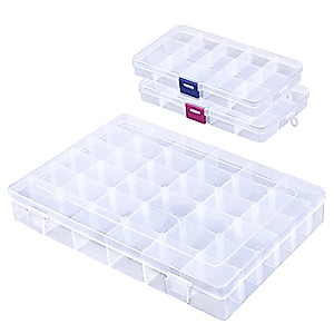 COSICS 3in1 Bead Organizer Storage Box, 66 Compartment Nail Rhinestone Clear Plastic Empty Container Case with Movable Divider, for Art Craft Hair Small Accessory Jewelry Diamond Charms Gem Makeup