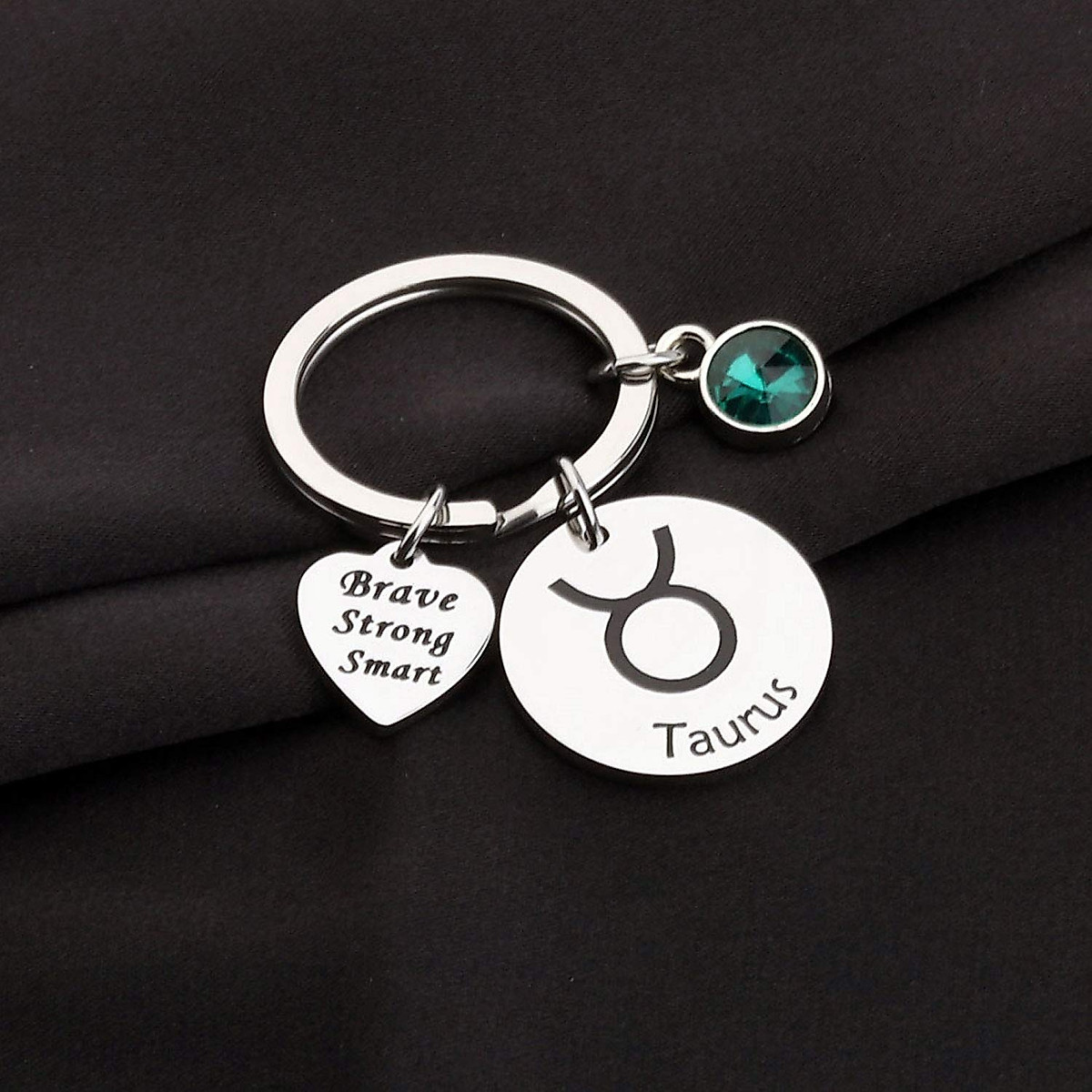 bobauna 12 Zodiac Constellation Disc Keychain Birthstone Horoscope Jewelry Astrology Gift For Family Friend (Taurus keychain)
