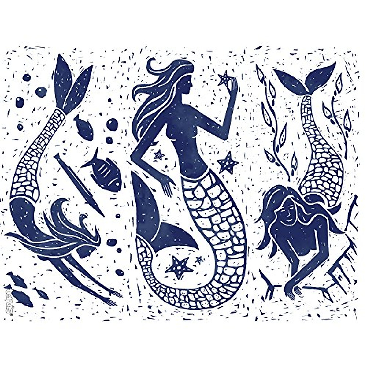 Tervis Vintage Mermaid Collage Tumbler with Wrap and Navy Lid 24oz, Clear, 1 Count (Pack of 1)