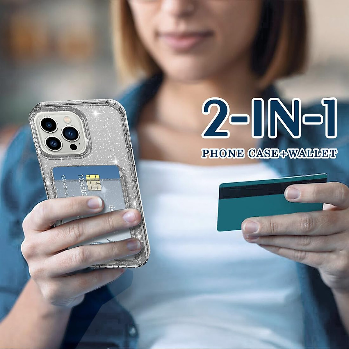 Petocase for iPhone 13 Pro Max Wallet Case 6.7in,Card Holder Slot Ultra Bling Slim Clear Flexible TPU Gel Rubber Soft Silicone Protective Phone Case for Apple iPhone 13 Pro Max-Clear Black