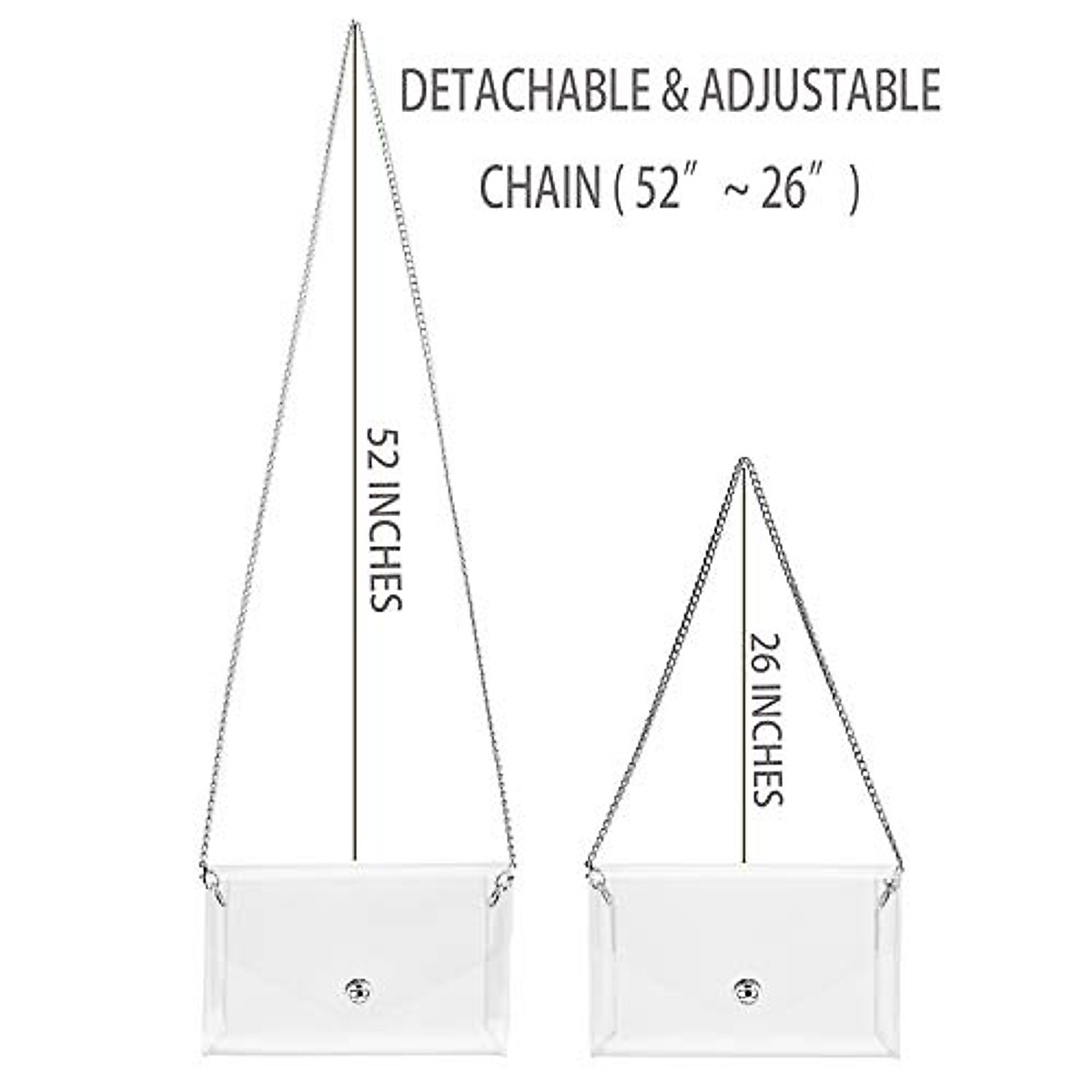 Vorspack Clear Purse Gift for Women Stadium Approved Clear Crossbody Bag Cute for Sports Concert Prom Party Present with Removable & Detachable Chain - Clear(Silver Chain)