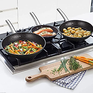 Fashionwu Non Stick Frying Pan Set (8"/9.5"/11"), 3 Piece Aluminum Fry Pan Nonstick with Induction Bottom, Stainless Steel Handle, Skillet Pan, Cooking pans, Suitable for All Hobs