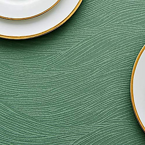 maxmill Jacquard Table Cloth Swirl Pattern Spillproof Wrinkle Resistant Oil Proof Heavy Weight Soft Tablecloth for Kitchen Dinning Tabletop Outdoor Picnic Rectangle 52 x 70 Inch Sage Green