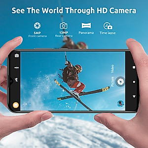 Xgody V50 Android Cell Phone, 4GB RAM + 64GB ROM, 6.55'' HD, Dual 4G LTE Sim Slots Smartphone Unlocked, 13MP Main Camera, Face Unlock, 4500mAh, AT&T/T-Mobile Smart Phones (Black1)