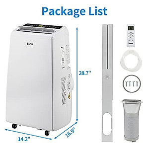 ROVSUN 12,000 BTU 3-in-1 Portable Air Conditioner, Dehumidifier, Fan, for Rooms up to 450 Sq Ft. Floor AC with Remote Control & Rolling Wheels & Window Installation Kit