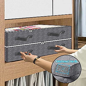 4 Pack Under Bed Storage Containers, 90L Large Capacity Foldable Underbed Storage Bags Organizer, Clothes Storage Bins with Clear Window and Reinforced Handles for Blanket, Comforter, Bedding, Toys