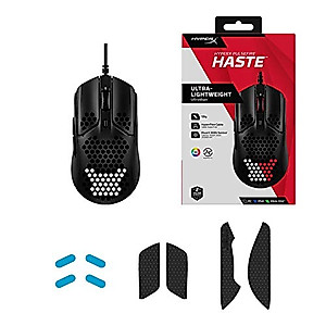 HyperX Pulsefire Haste Gaming Mouse 59g Hex Honeycomb Shell Customizable RGB Hyperflex USB Cable 16000 DPI 6 Programmable Buttons for PC PS5 PS4 Xbox Series X|S Xbox One (Renewed)