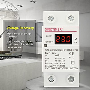230V 40A Automatic Recovery Overvoltage and Undervoltage Protection Device, Voltage Arrester Device, DIN Rail Mount Protector