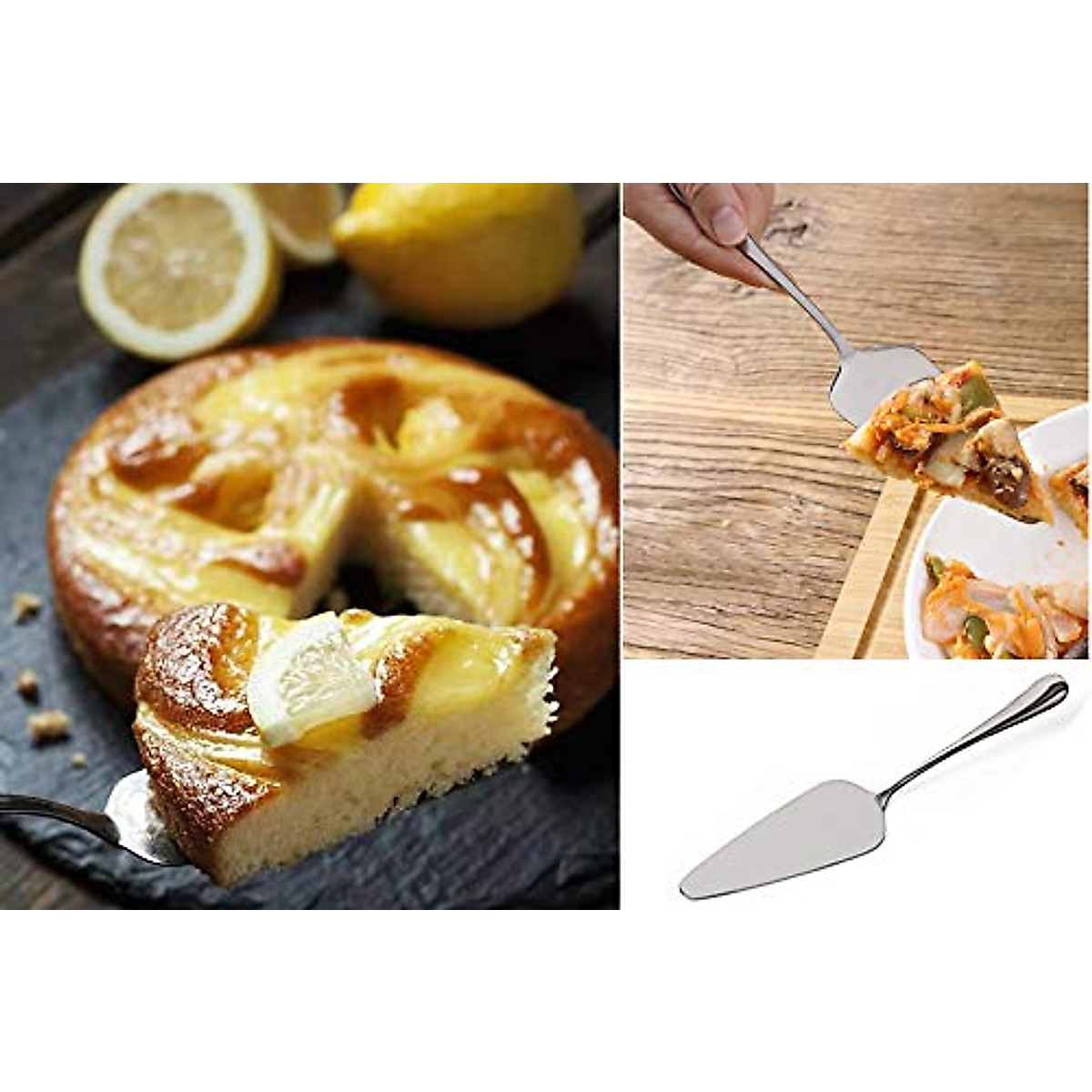 KSENDALO Pie Servers Set of 2, Stainless Steel Dessert Pastry Pie Cake Servers for Celebration Party Wedding Home or More, Silver (7.9inch)