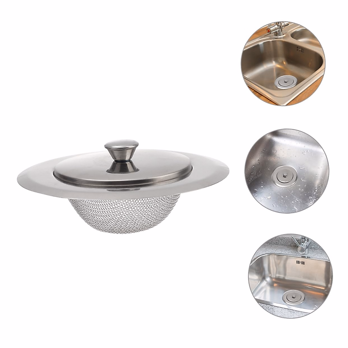 WHAMVOX 1 Set Kitchen Sink Drain Strainer and Stopper with Wide Rim for Standard Sinks Includes Mesh Strainer and Stopper for Effective Clogging Prevention