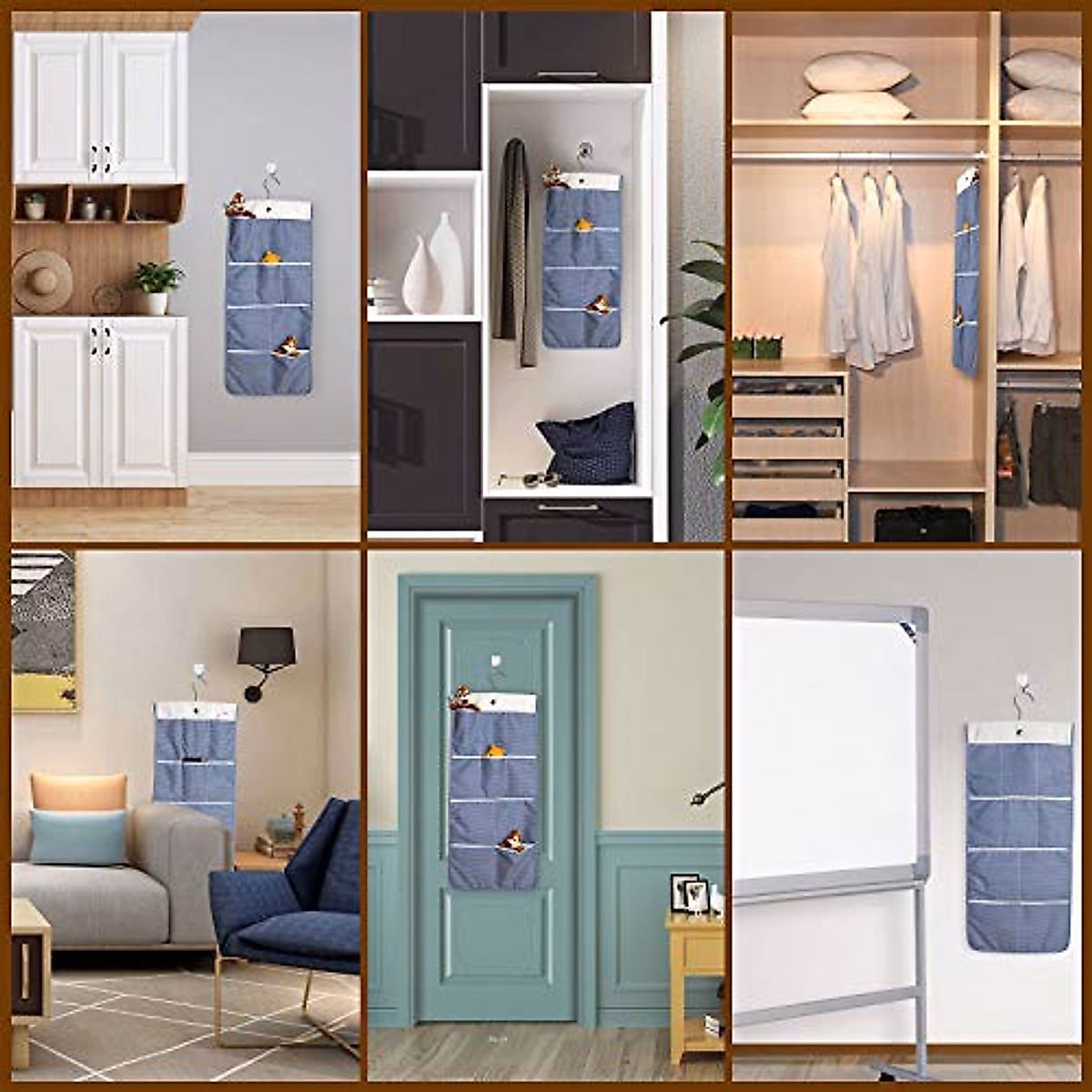 Hanging Organizer, Hanging Storage Bags, Cotton Fabric, 11 Pockets