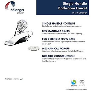 Keeney EBA24BCP Belanger Single Handle Metallic Bathroom-Polished Chrome Faucet
