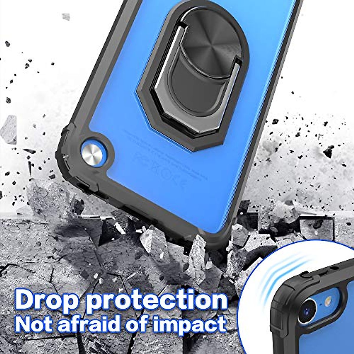 iPod Touch Case Clear with Kickstand, iPod Touch 7 Case with 2 HD Screen Protectors, IDYStar Clear Crystal Case with Built-in Metal Magnetic Kickstand for iPod Touch 7th/6th/5th Gen (Black)