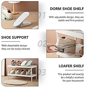 iplusmile Sneaker Thickened for Shelf Adjustable Holder Cabinet Bracket Clo, White Plastic Removable High Storage Clo Style Double-Layer Slipper Slots Support Stacker Dorm Shoe Organizer,