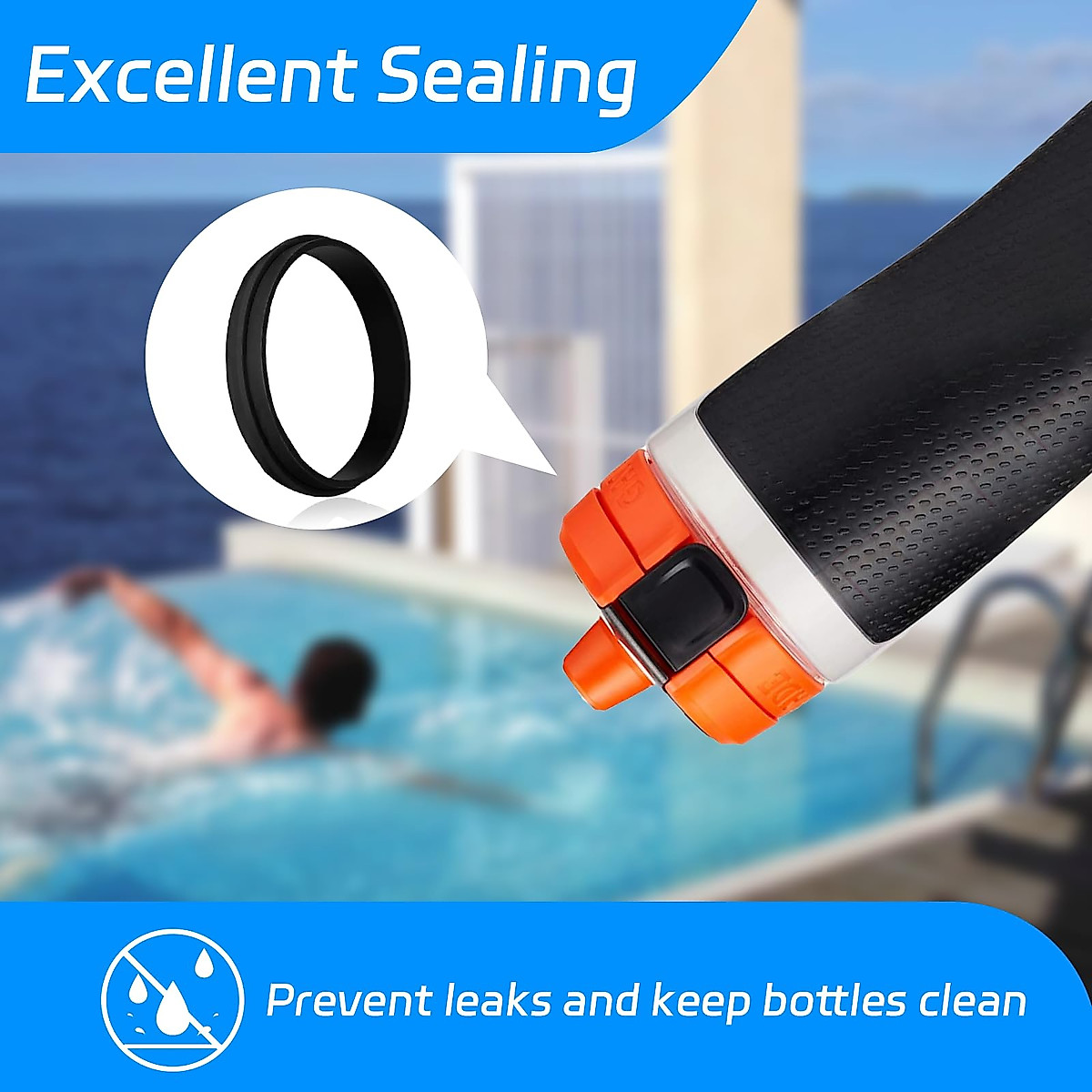 Replacement Gasket Compatible with Gatorade Water Bottle (8 Pack), Silicone Lid Seal Replacement for Gatorade Gx Hydration System Bottle, Reusable Silicone Seals