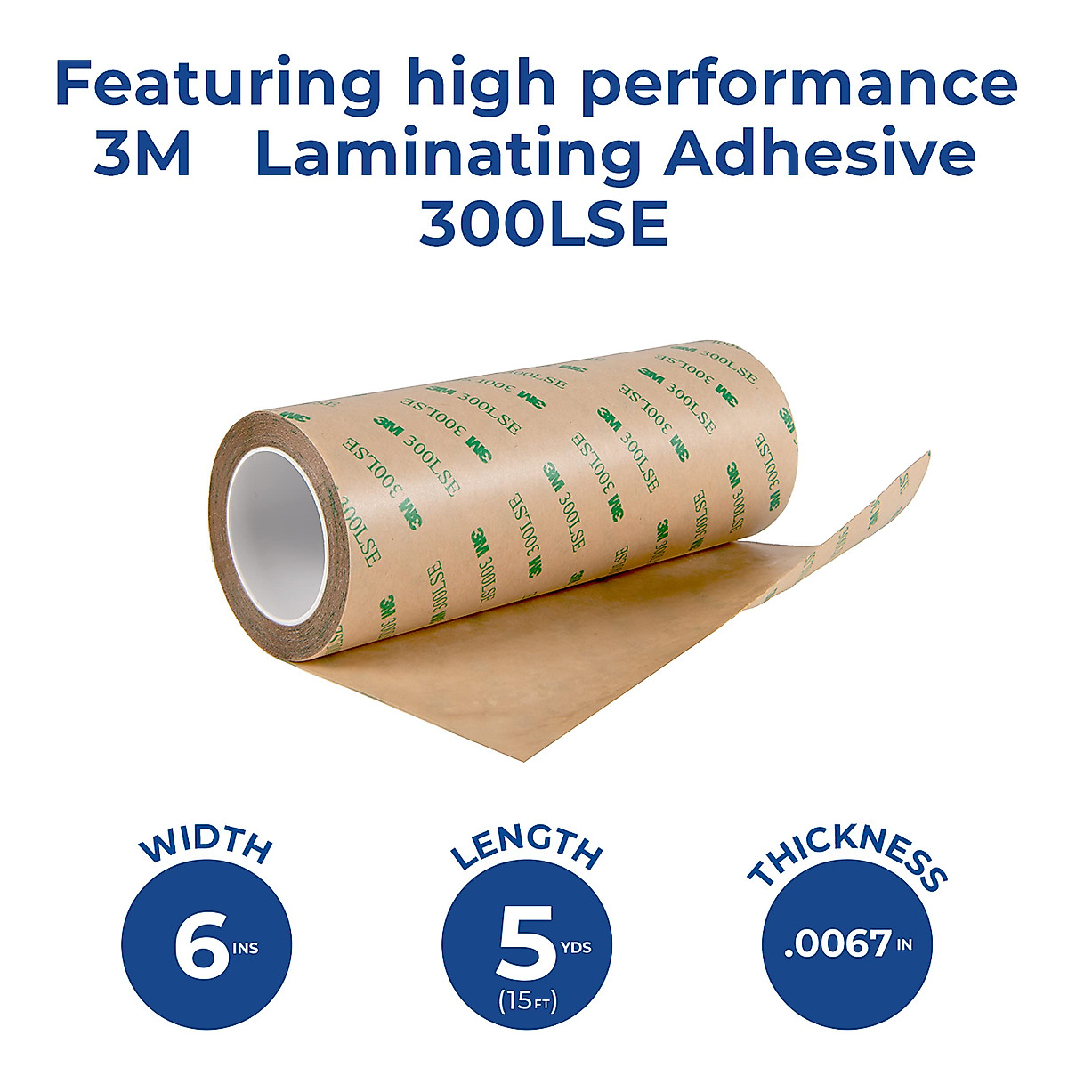 3M 9495LE Adhesive Transfer Tape - 6 in. x 15 ft. Double Coated Polyester Tape Roll with 300LSE Laminating Adhesive. Sealants and Adhesives