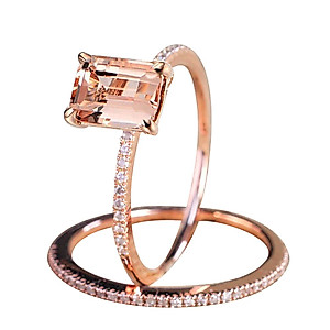 Wedding Rings for Women Rose Gold Engagement Ring with A Fine Small Square Zircon Ringa Good Gift for a Girlfriend, Boyfriend, Family