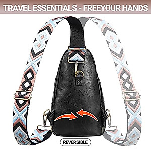 KFXFENQ Sling Bag for Women PU Leather Sling Bags for Women Crossbody Fashion Sling Backpack Multipurpose Chest Bag for Cycling (Black)