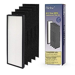 Flintar H13 True HEPA Replacement Filter, Compatible with Eureka NEA120 and Toshiba Smart WiFi Air Purifier, H13 Grade True HEPA (NEA-F1) and 4 Activated Carbon Filters (NEA-C1) (Set of 1)
