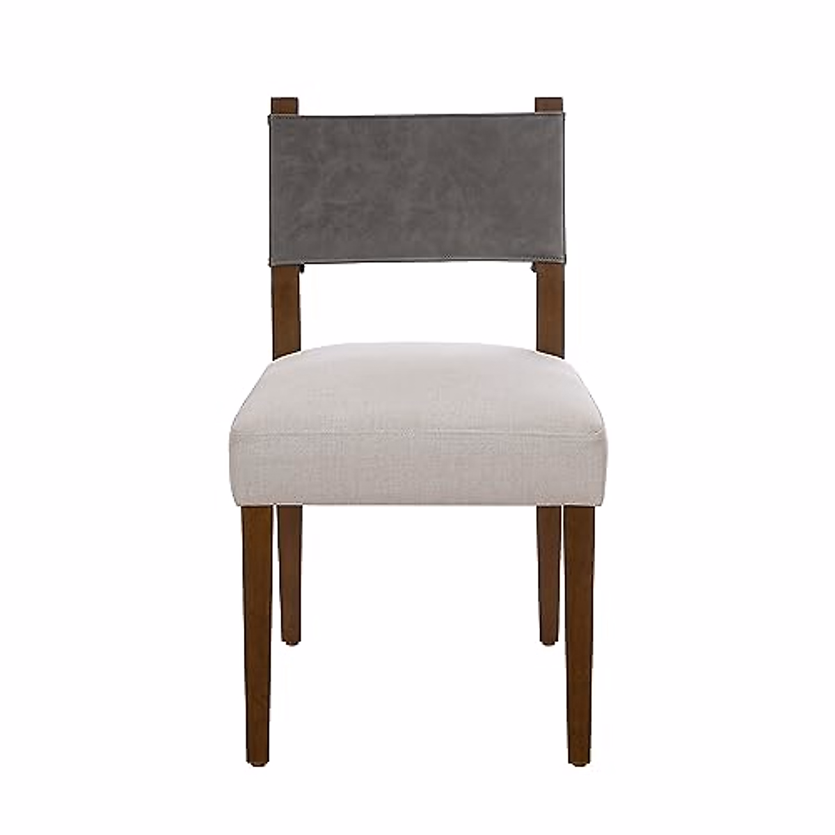 Ball & Cast Upholstered Dining Chairs Set of 2 Armless Chair with Leather Back Wooden Chairs, Linen