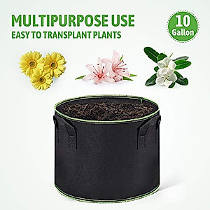 Delxo 10 Gallon Grow Bags 10 Pack for Planting, Fabric Pots Plants Growing Bags with Handles Heavy Duty Aeration Thickened Nonwoven