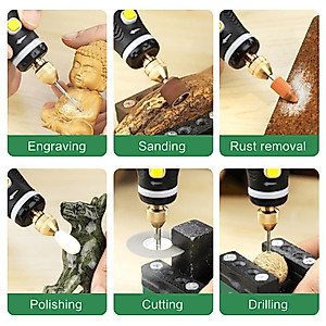 Cordless Rotary Tool, 5 Speed USB Charging Rotary Tool Kits with 62 Accessories，Multi-Purpose 4V Variable Power Rotary Tool for Sanding, Cutting Polishing, Drilling, Engraving, DIY Creations. (Black)