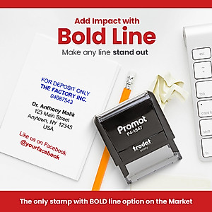 Promot Self Inking Personalized Stamp - Up to 4 Lines of Personalized Text, Custom Address Stamp, Office Stamps, Customized Stamp, Custom Stamps Self Inking with Easy to Change Ink Cartridge (Small)
