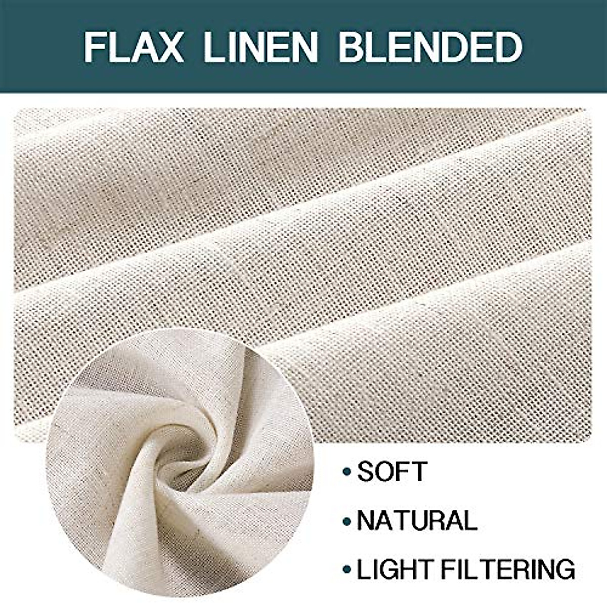Natural Linen Curtains 108 Inches Extra Long Rod Pocket Semi Sheer Curtain Drapes Elegant Casual Linen Textured Window Draperies, Light Filtering Privacy Added Home Fashion 2 Panels, Natural