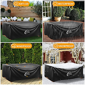 Kipiea 600D Patio Furniture Covers Waterproof Winter, Outdoor Furniture Set Covers for Table Chairs, Heavy-Duty Outdoor Sofa Covers with Anti UV and No Tears, No Fading (98" L x 98" W x 28" H)