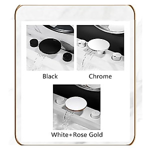 Bathtub Basin Faucet Waterfall Mounted On Bathtub Two-Handle Hot & Cold Bathtub Bathtub Faucet Mixer (Color: White Black Rose Gold) 3 Holes,Kitchen Sink Faucet