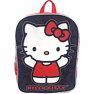 Fast Forward Hello Kitty Girl's 15" School Bag Backpack (Black-Red)