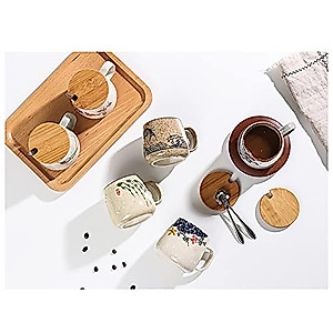 MELFEW Vintage Coffee Mug Retro Style Ceramic Cups, 380ml Kiln Change Clay Breakfast Cup Creative Gift for Friends (StyleA)