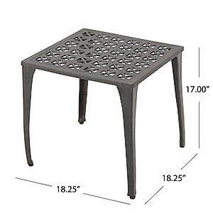 Christopher Knight Home Kai Outdoor 18" Cast Aluminum Side Table, Bronze Finished
