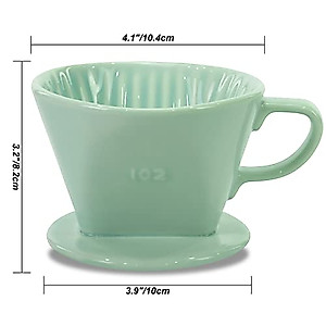 LHUKSGF Pour Over Ceramic - Coffee Dripper Ceramic Coffee Maker with 3 Holes Flat Bottom, Porcelain Slow Filter Cone for Travel, Camping, Office, Home, Coffee Maker Brew…