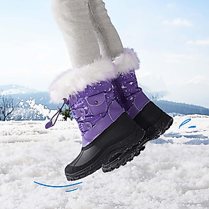 DREAM PAIRS Boys Girls Insulated Waterproof Snow Boots,Size 2 Little Kid,PURPLE,KSNOW