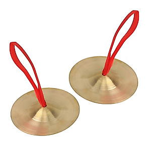 2Pcs Mini Copper Hand Cymbals 90mm Diameter Gong Band Rhythm Beats Percussion Musical Instrument for Parties, Dances, Belly Dances, Holiday Celebration