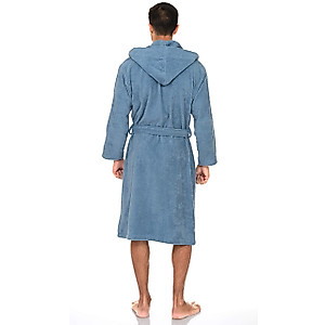 TowelSelections Mens Hooded Robe, Premium Cotton Terry Cloth Bathrobe, Soft Bath Robes for Men XX-Large Blue