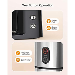 Boly Single Serve Coffee Maker with Milk Frother Combo, Small Coffee Machine for K Cups and Ground Coffee, Cappuccino Maker and Latte Machine