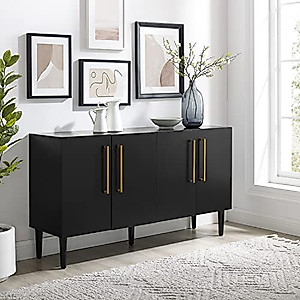 Crosley Furniture Everett Mid-Century Modern Sideboard, Matte Black
