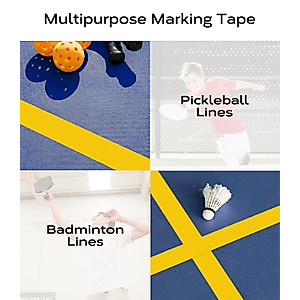 HolderProf Sports Pickleball Court Tape, 2in x 230FT - Pickleball Tape for Indoor Outdoor Court Lines Marking Kit | Bright Yellow