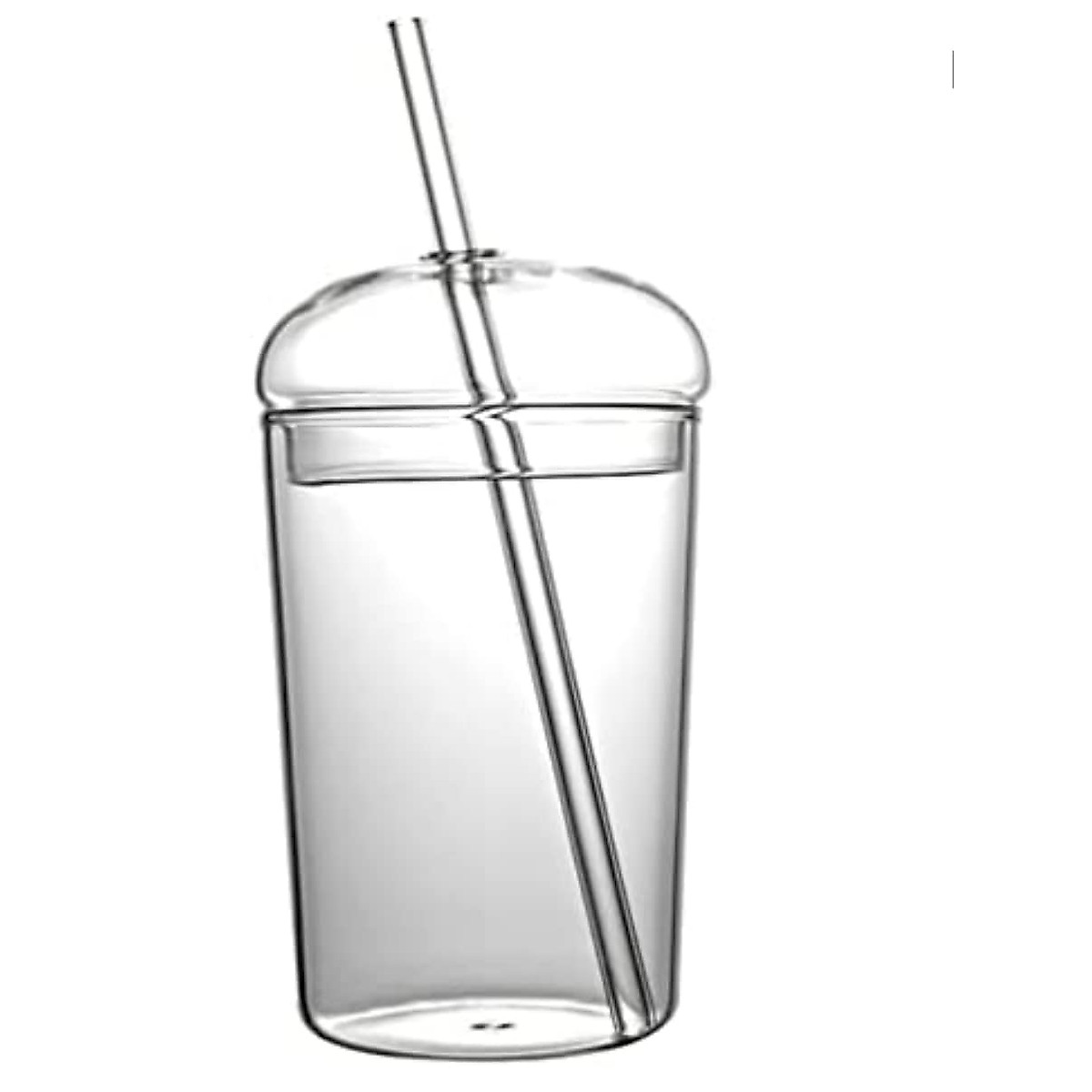 UPKOCH Glass Cup with Lid and Straw Clear Coffee Cups with Lids 16oz Smoothie Glasses Round Aesthetic Cup Dome Tumbler for Iced Tea