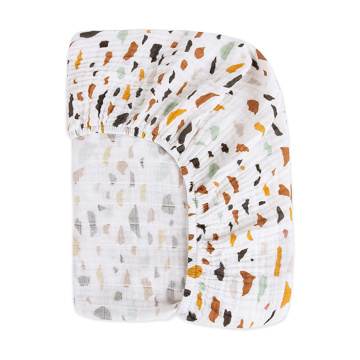 Babyletto 100% Organic Cotton Mini Crib Sheet, GOTS-Certified, Fitted 360°, Ultra-Soft and Breathable Muslin - Terrazzo