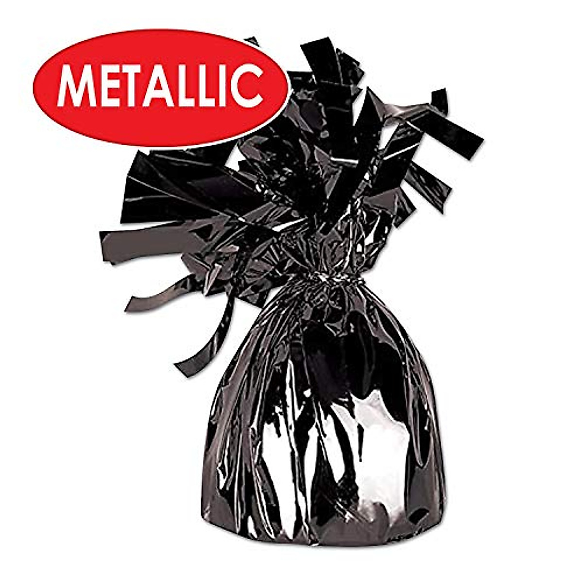 Beistle 50804-BK Metallic Wrapped Balloon Weights, 12 Per Package ,Black